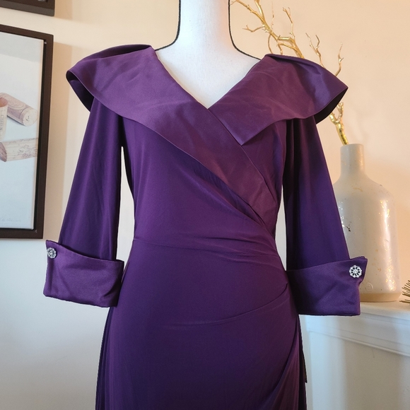 Jessica Howard | Dresses | Jessica Howard Purple Satin Portrait Collar ...